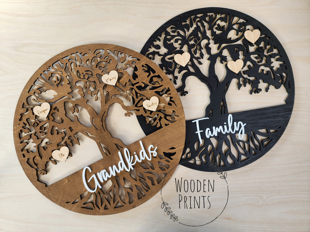Personalised Family Tree – Wooden Prints